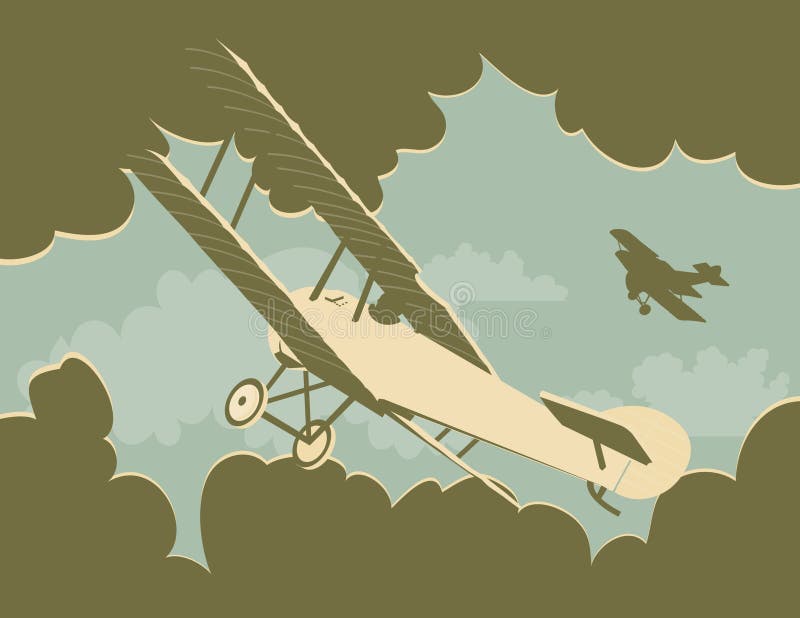 Dog Fight stock vector. Illustration of clouds, plane - 14221109