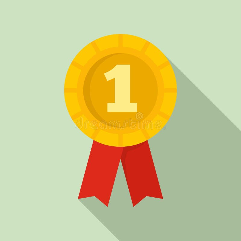 Dog First Place Emblem Icon, Flat Style Stock Vector - Illustration of ...