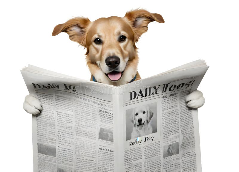 A Dog with Floppy Ears Reading a Newspaper Stock Illustration ...