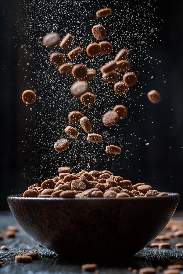 Dog Food Falling into the Bowl in Slowotion. Ai Generative Stock Image ...