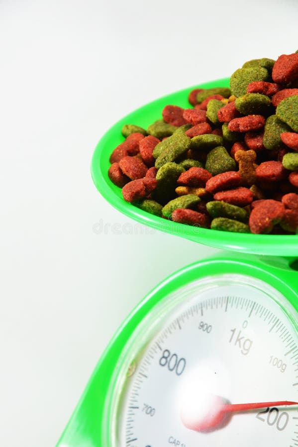 Dog Food on Green Weighting Scale Stock Image - Image of balance ...