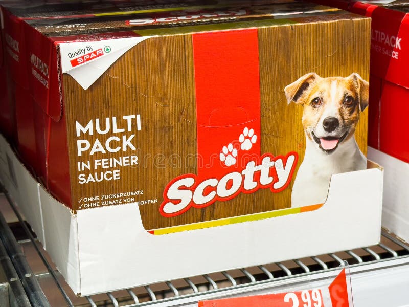 Dog Food Multi Pack Box with Jack Russell Terrier Image on Store Shelf ...