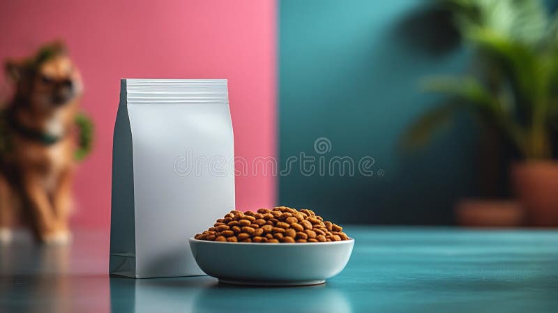 Dog Food Packaging with Blurred Pet in Background Generative AI Stock ...