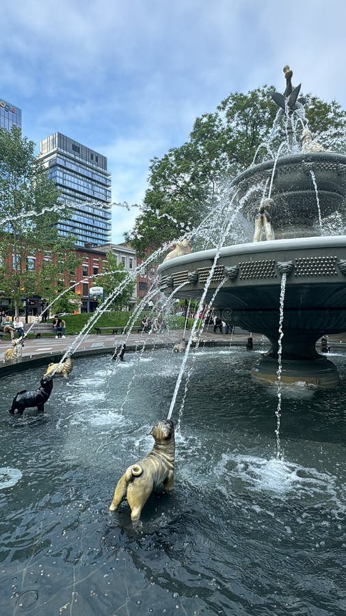 Dog Fountain at Berczy Park in Toronto, Canada Editorial Photography ...