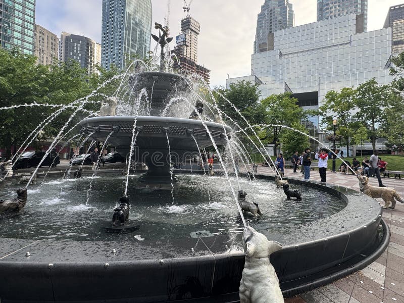 Dog Fountain at Berczy Park in Toronto, Canada Editorial Stock Photo ...