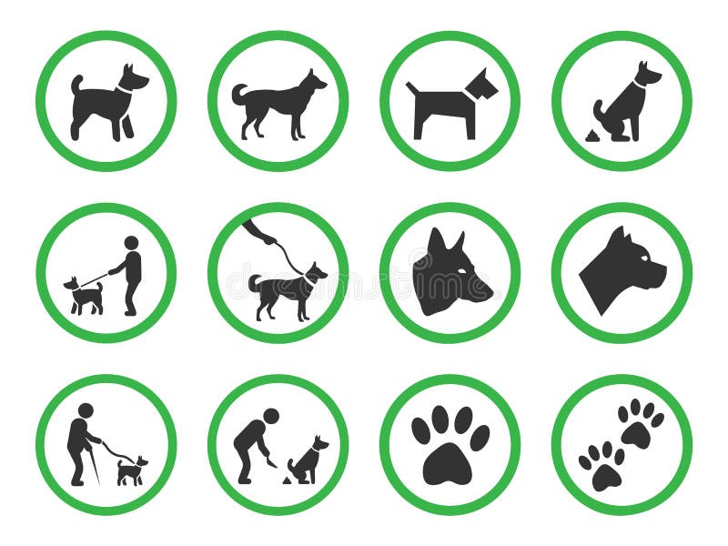 Dog Friendly Sign Set, Pets Allowed Icons Stock Vector - Illustration ...