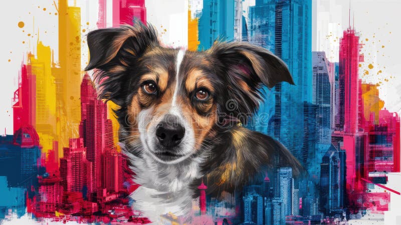 A Colorful Cityscape with a Blurred Background of Buildings, AI Stock ...