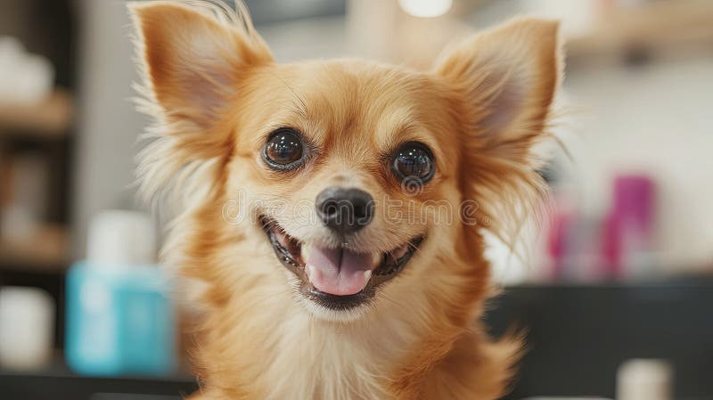 Dog Getting Treats after Grooming, Happy Face. Stock Photo - Image of ...