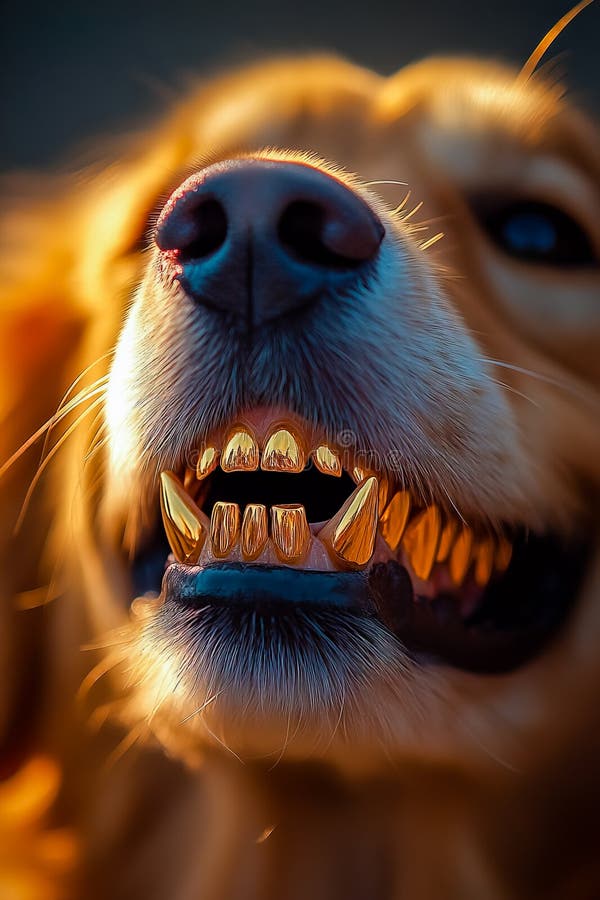 A Dog with Golden Teeth Smiling Stock Illustration - Illustration of ...