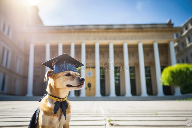 A Dog in a Graduates Hat. University Graduate Stock Photo - Image of ...