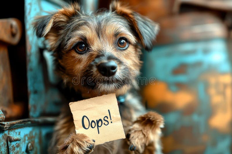 Cute Dog Holding a Note with Text Oops! in His Paws, Funny Guilty ...