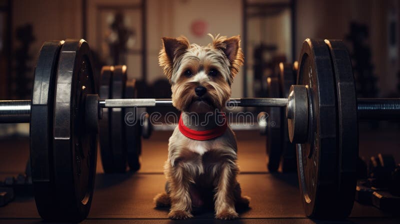 Dog in Gym, Comedic Exercise Routines. Stock Illustration ...