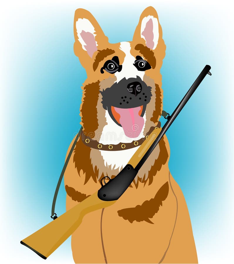 Dog with handgun stock vector. Illustration of guard - 18250632