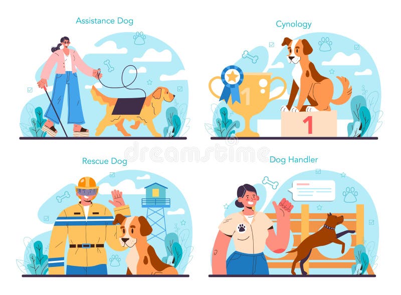 Dog Handler Set. Training Exercise for Social Services Dogs Stock ...