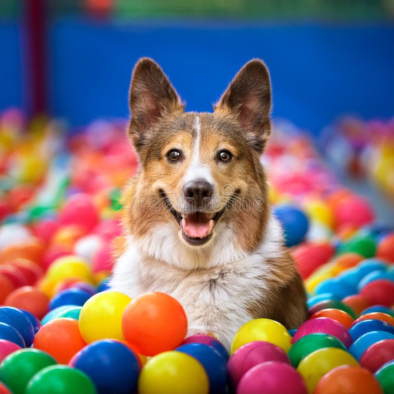 Dog Happy with Balls, AI Generated Stock Illustration - Illustration of ...