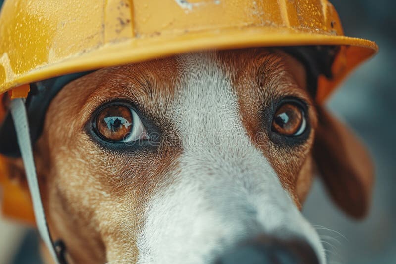Dog in Hard Hat: Safety at Work Stock Photo - Image of gear, equipment ...