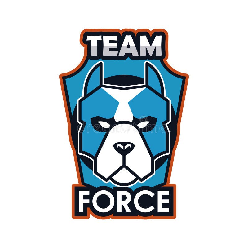 Dog Head Animal Emblem Icon with Team Force Lettering Stock Vector ...