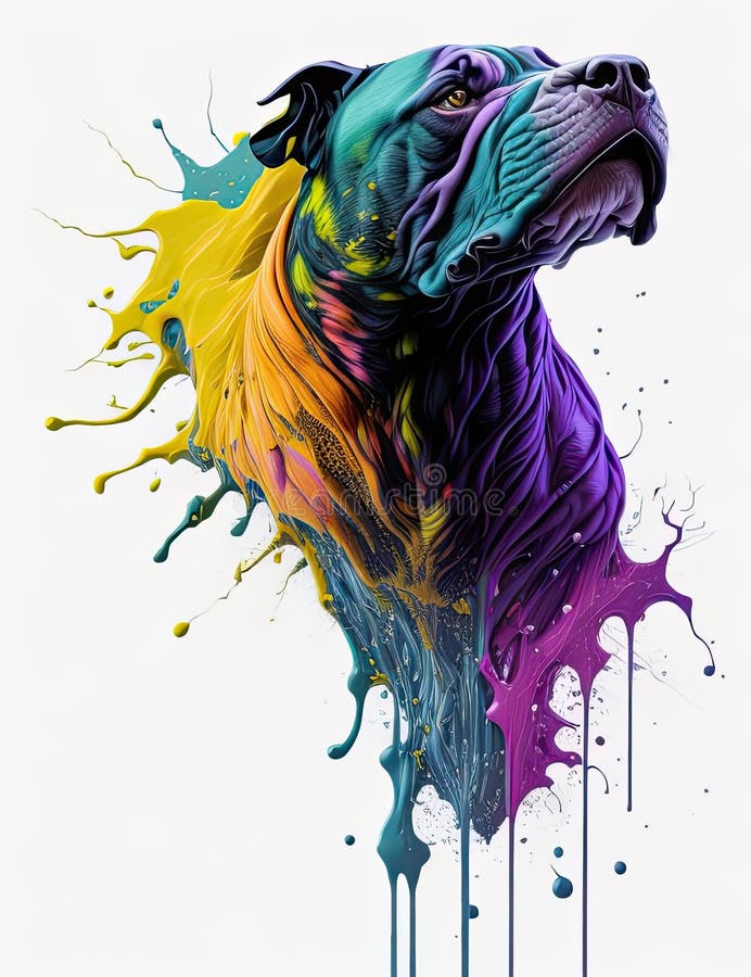 Dog Head with Creative Colorful Abstract Elements on White Background ...