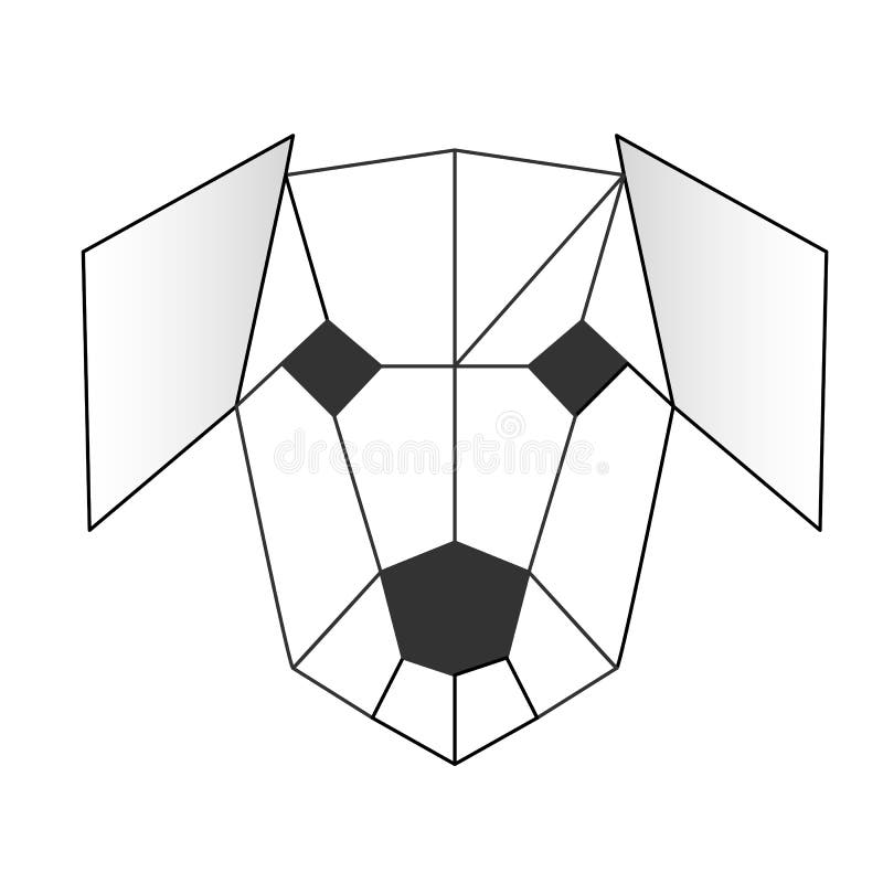 Dog Head Icon. Abstract Triangular Style. Contour for Tattoo, Emblem ...