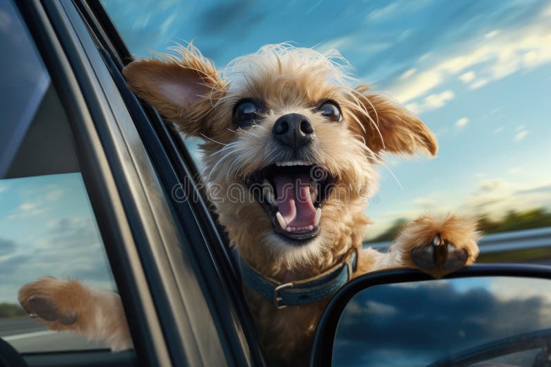 Dog with Head Out of Car Window Stock Illustration - Illustration of ...