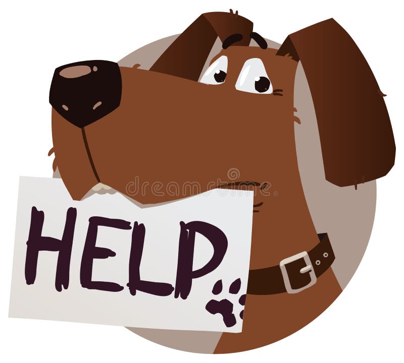 Dog with help sign stock illustration. Illustration of adorable - 32233768