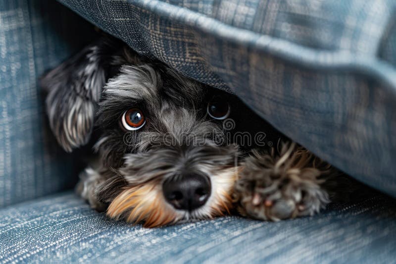 A Dog is Hiding Behind the Sofa. Generative AI Stock Photo - Image of ...