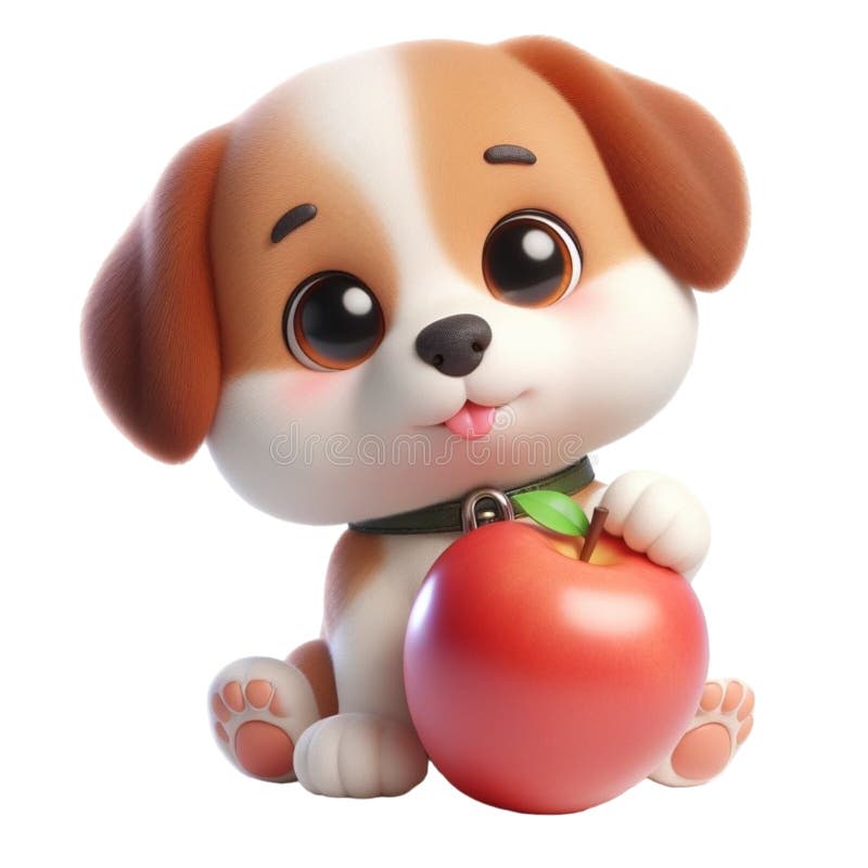 Dog holding apple stock illustration. Illustration of green - 320044638