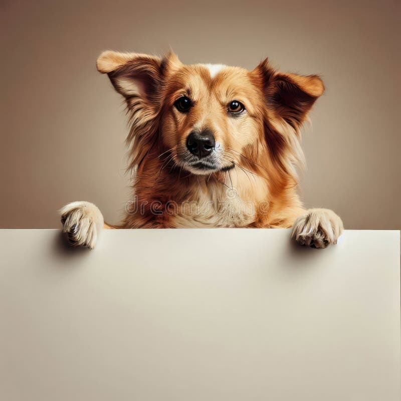 A Dog Holding Empty Paper Poster with Copy Space.generative AI Stock ...