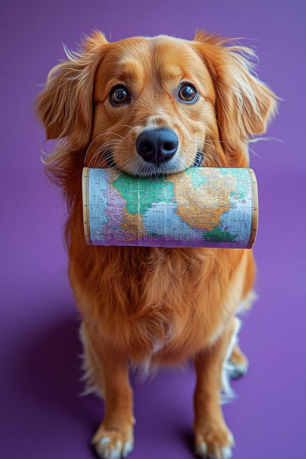 A Dog Holding a Map in Its Mouth Stock Photo - Image of wayfinder ...