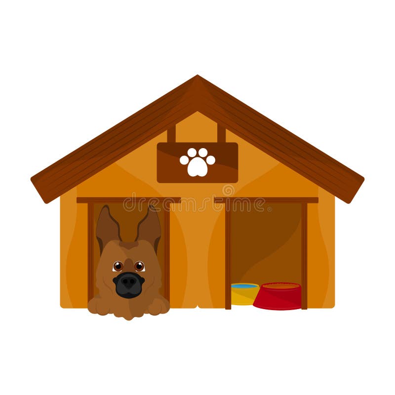 Dog House with a Cute Dog Cartoon Stock Vector - Illustration of house ...
