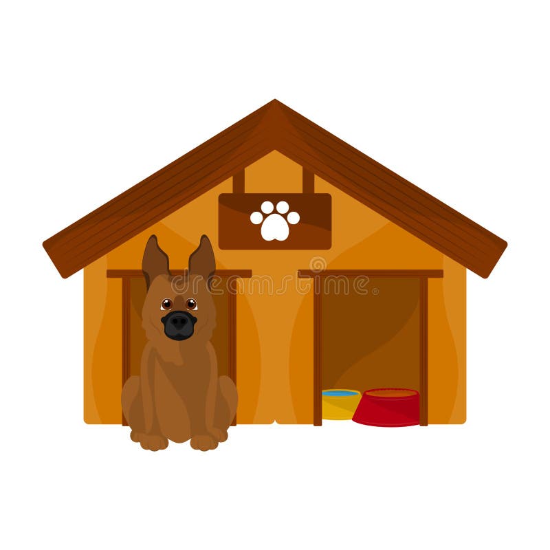 Dog House with a Cute Dog Cartoon Stock Vector - Illustration of doggy ...