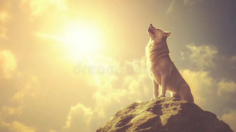 Dog Howling Sunset Mountaintop Freedom Stock Photo - Image of wisdom ...