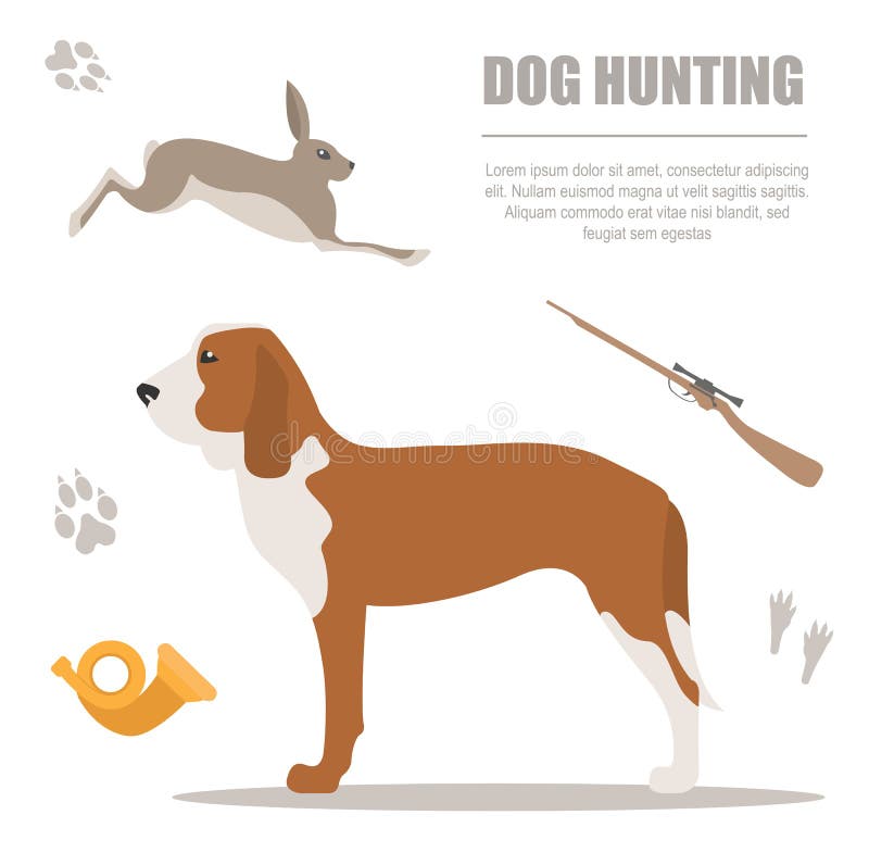 Dog hunting. Flat style stock vector. Illustration of icons - 71323232