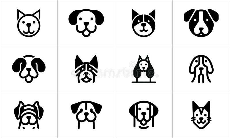 Dog Icon Set Vector Illustration. Stock Vector - Illustration of mammal ...