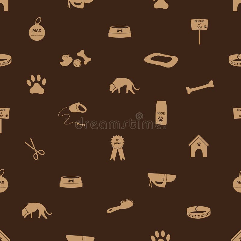 Dog Icons Seamless Brown Pattern Stock Vector - Illustration of food ...