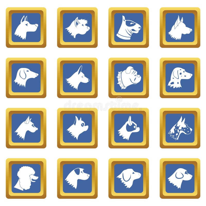 Dog icons set blue stock vector. Illustration of terrier - 98007206