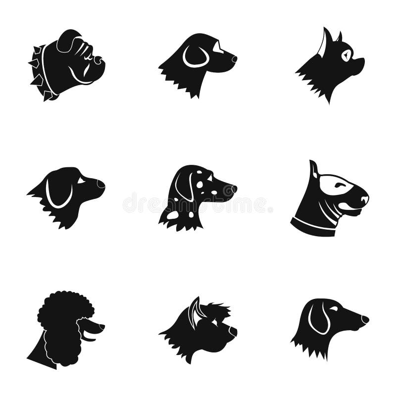 Dog Icons Set, Simple Style Stock Vector - Illustration of bull ...