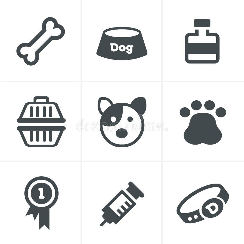 Dog Icons Set, Vector Design Stock Illustration - Illustration of ...