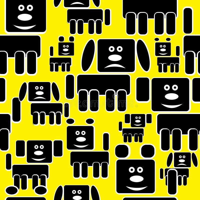 Dog Icons on Yellow Seamless Pattern Stock Vector - Illustration of ...