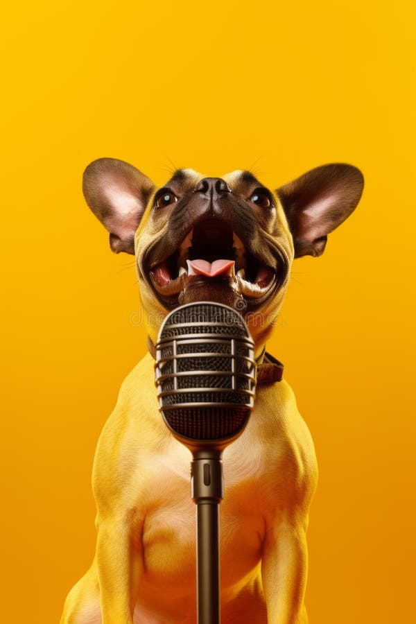 Dog with Its Mouth Open and Microphone in Front of His Face. Generative ...