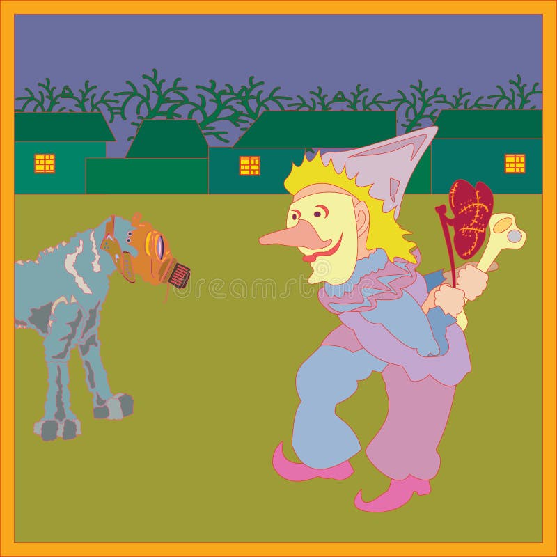 Dog and Jester stock vector. Illustration of stick, costume - 63274870