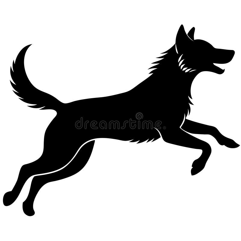 A Dog Jump Silhouette Vector with White Background Stock Vector ...