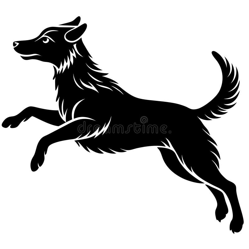 A Dog Jump Silhouette Vector with White Background Stock Vector ...