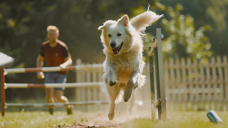 A Dog Jumping Over an Obstacle in a Dog Agility Course Stock Photo ...