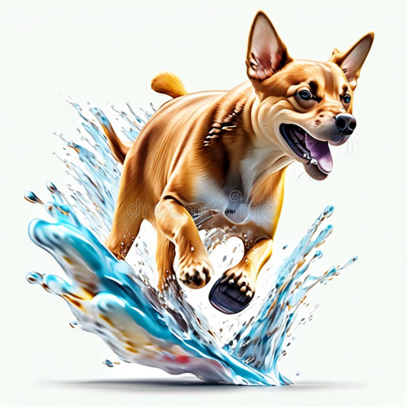 Cute Dog Jumping in the Water with Splashes of Water. Generative AI ...
