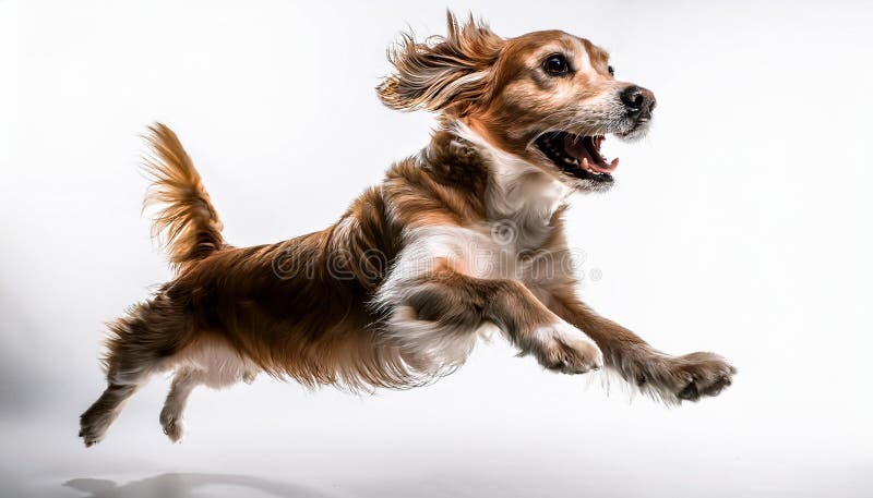 Terrier Dog Isolated on White Jumping and Flying High Stock ...