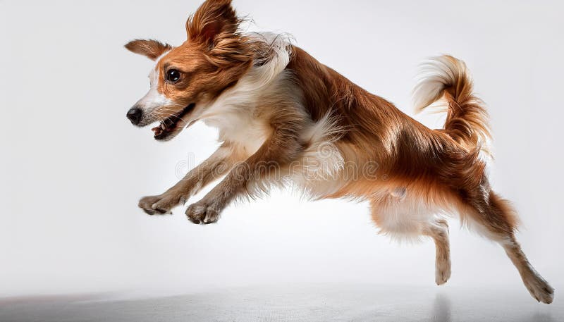 Terrier Dog Isolated on White Jumping and Flying High Stock ...