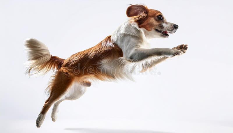 Terrier Dog Isolated on White Jumping and Flying High Stock ...