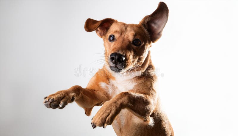 Terrier Dog Isolated on White Jumping and Flying High Stock ...