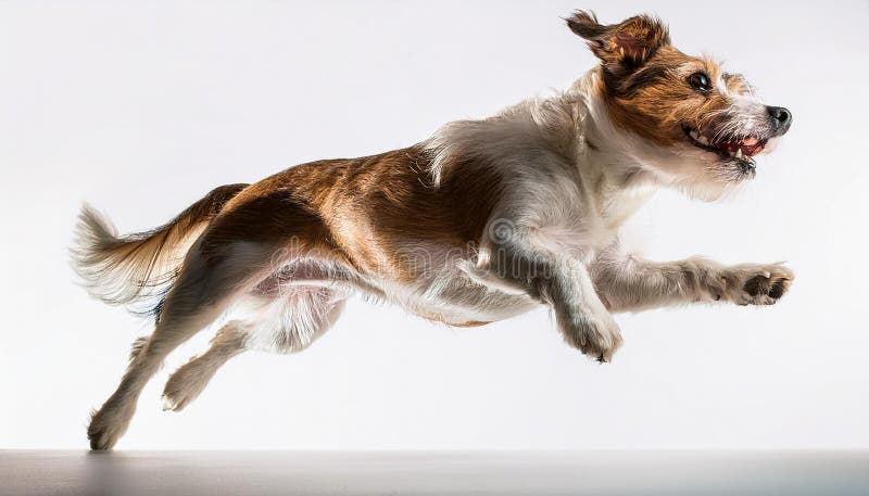Terrier Dog Isolated on White Jumping and Flying High Stock ...